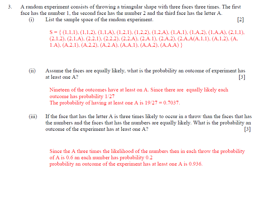 Solved 3. A random experiment consists of throwing a | Chegg.com