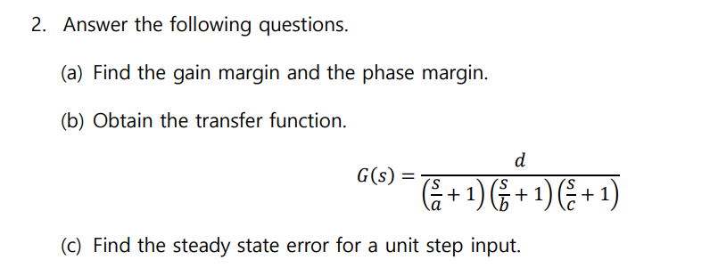 Solved 2. Answer the following questions. (a) Find the gain | Chegg.com