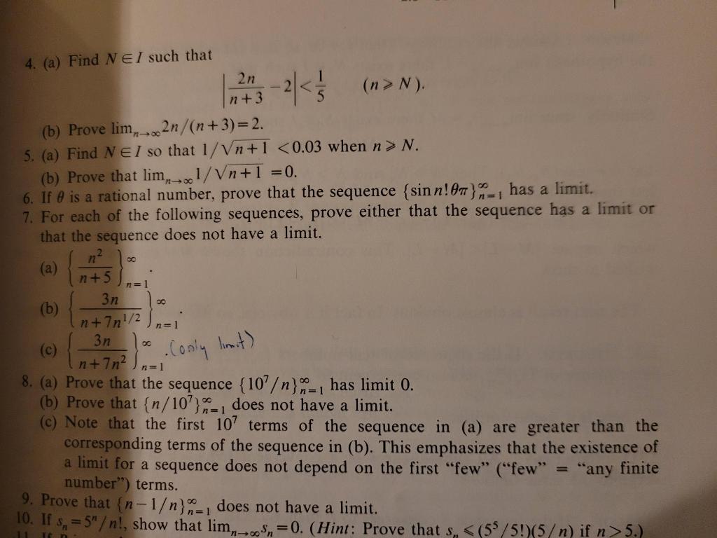 Solved I need 7a, but it needs to be done with the epsilon N | Chegg.com