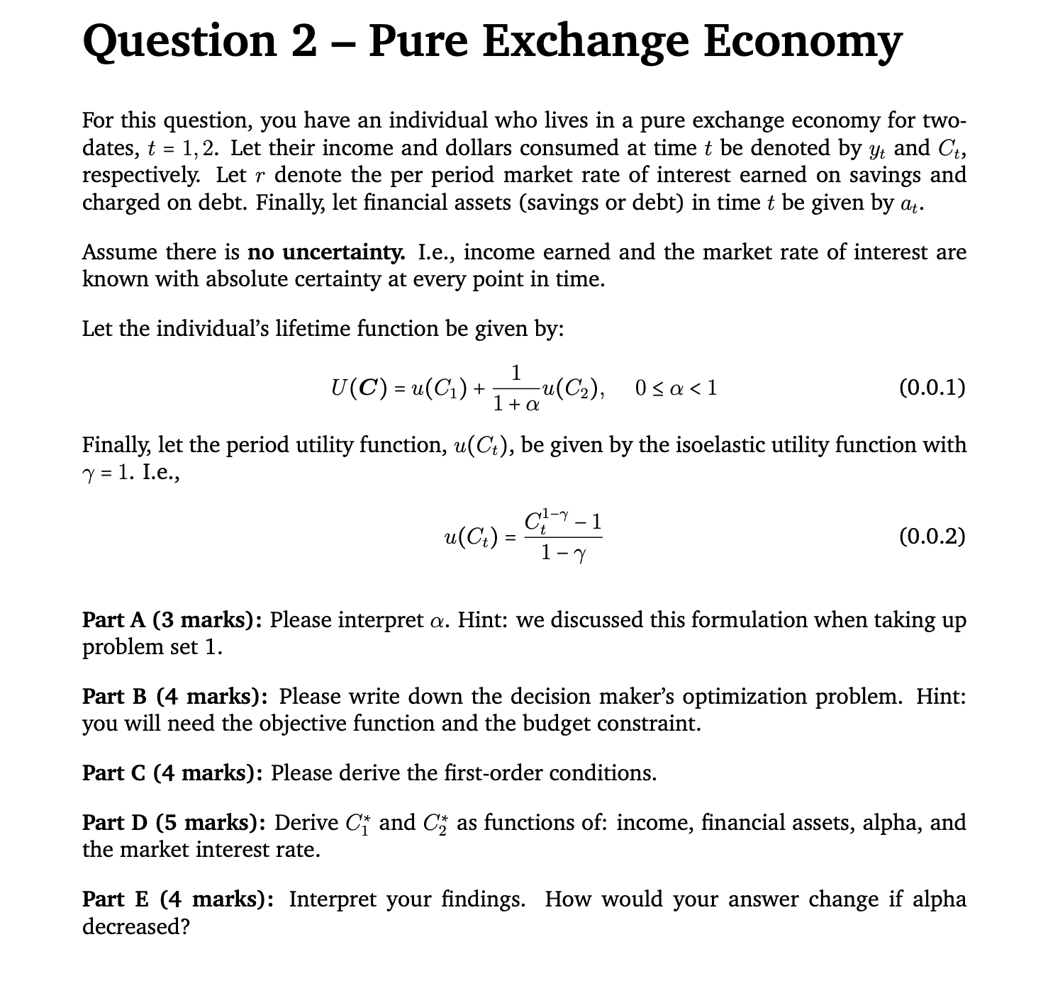 Solved Question 2 - ﻿Pure Exchange EconomyFor this question, | Chegg.com