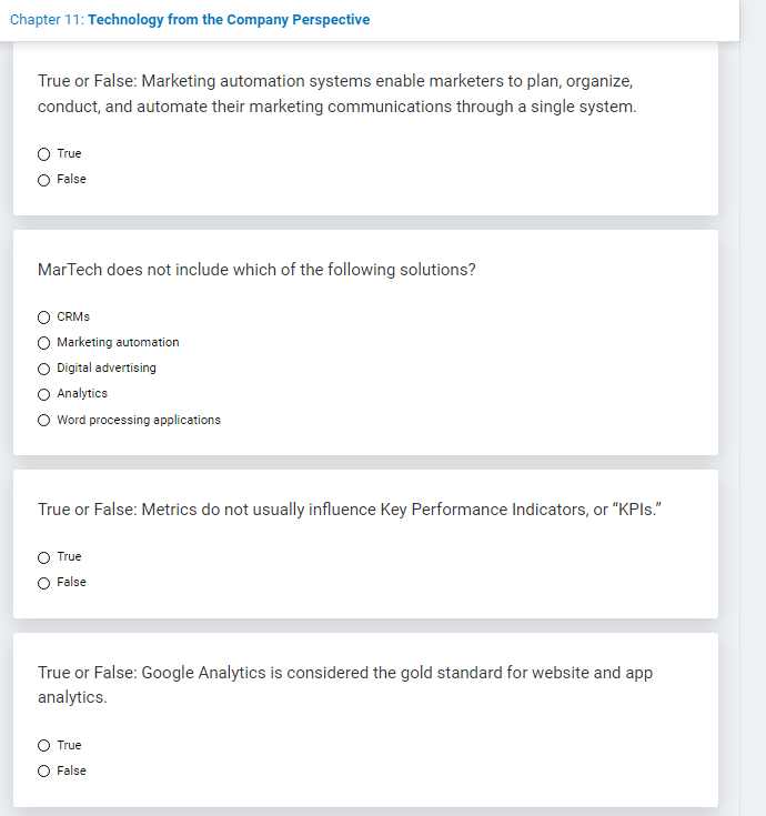Solved Chapter 11: Technology from the Company Perspective | Chegg.com