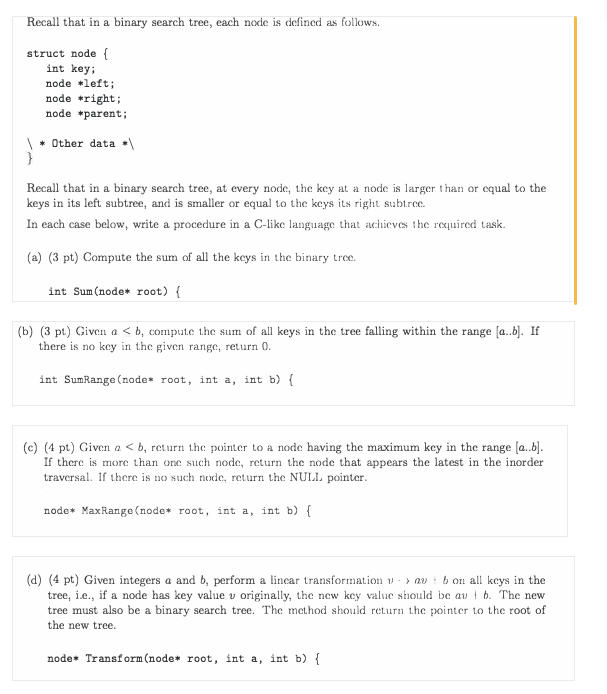 Solved Recall that in a binary search tree, each node is | Chegg.com