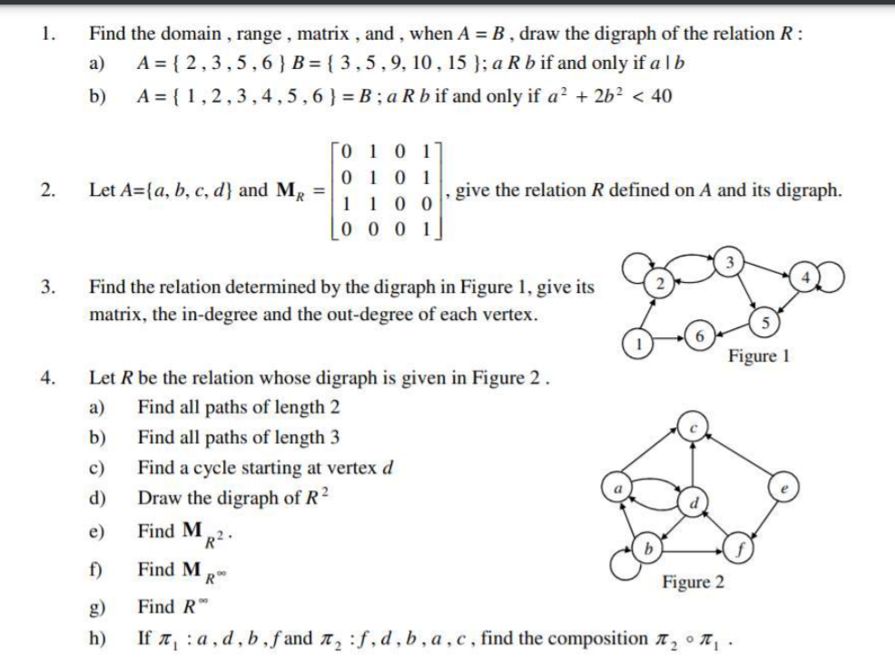 Solved 1. Find the domain , range , matrix , and, when A = B | Chegg.com