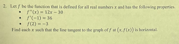 Solved 2. Let f be the function that is defined for all real | Chegg.com