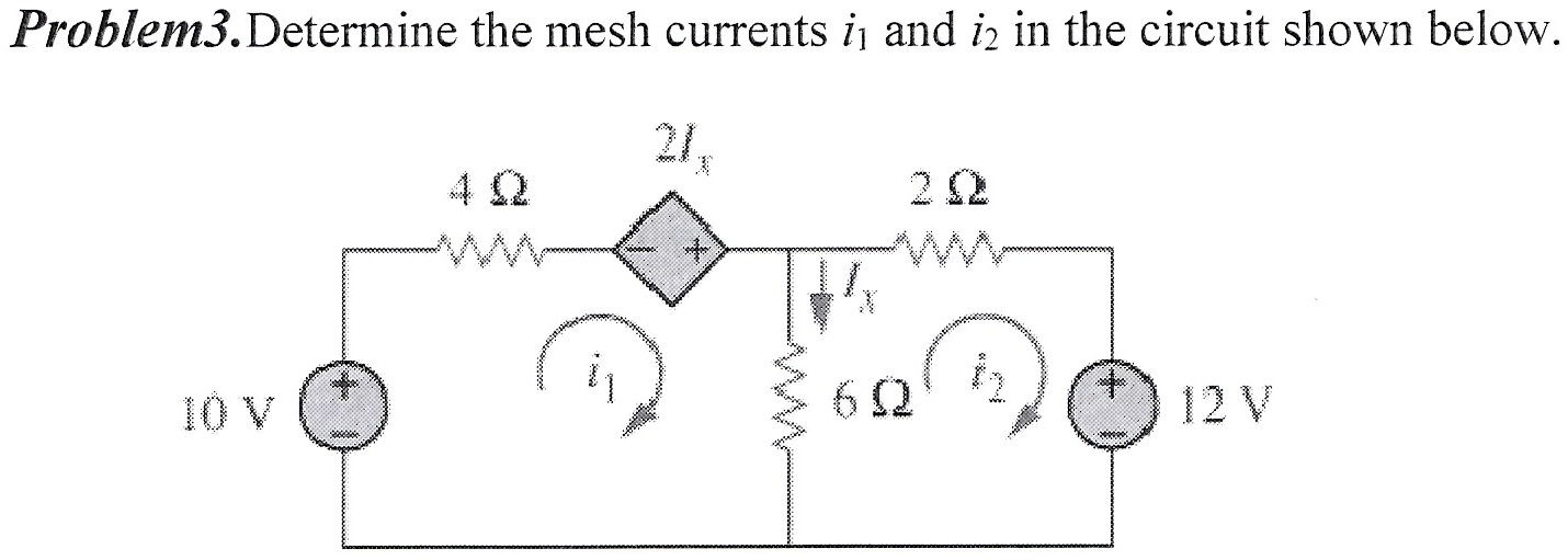 Solved Problem3.Determine the mesh currents iſ and i2 in the | Chegg.com
