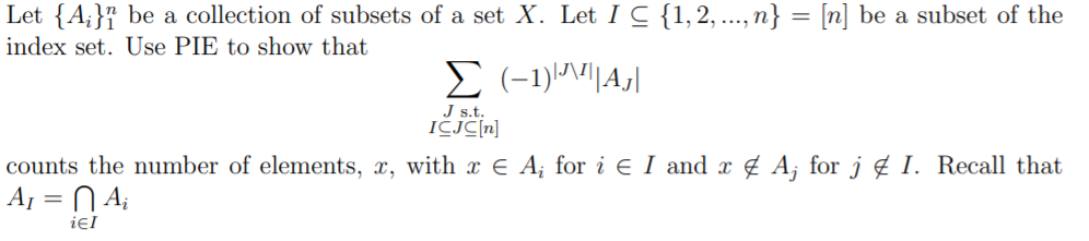 Solved Let {A}}ỉ be a collection of subsets of a set X. Let | Chegg.com