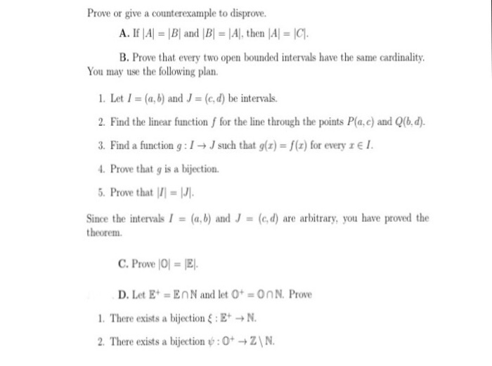 Solved Prove or give a counterexample to disprove. A. If A | Chegg.com