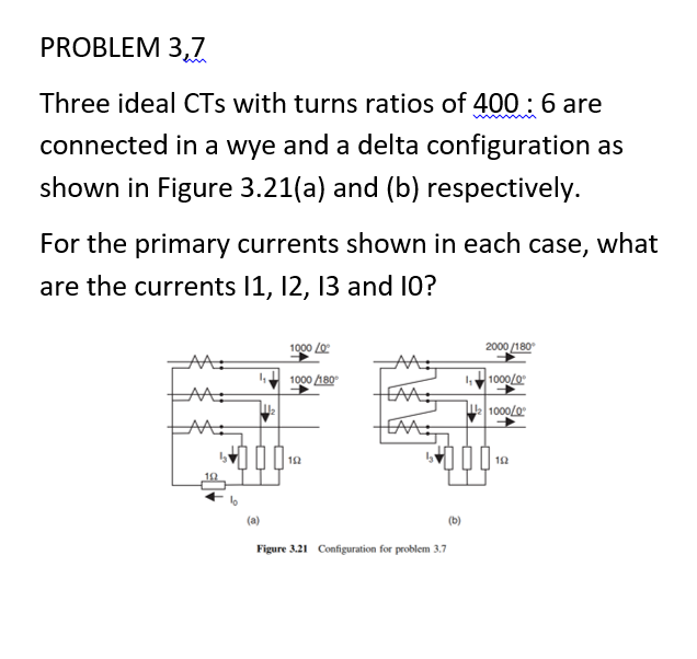 Solved PROBLEM 3,7 Three ideal CTs with turns ratios of 400: | Chegg.com