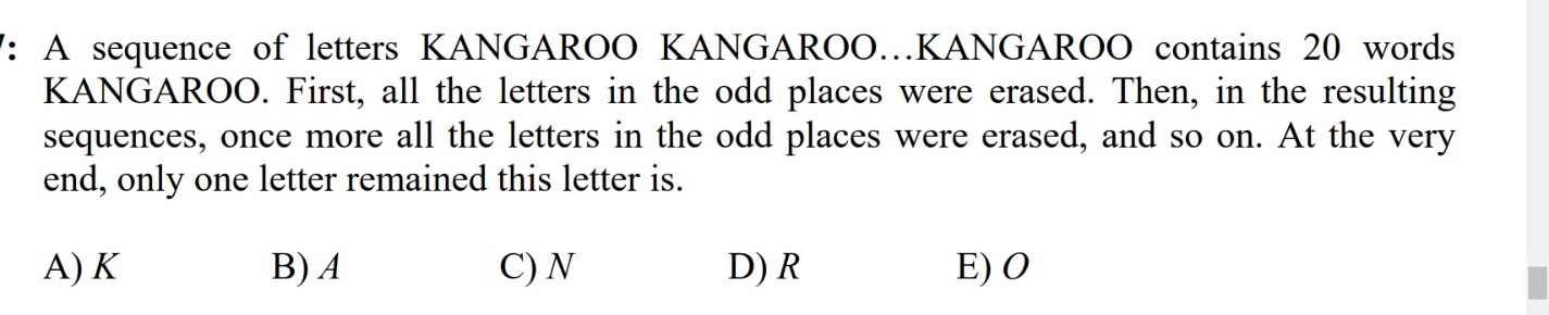Solved A sequence of letters KANGAROO KANGAROO...KANGAROO | Chegg.com