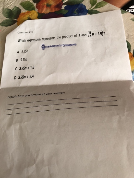 Solved Question # 3 Which expresson represents the product | Chegg.com