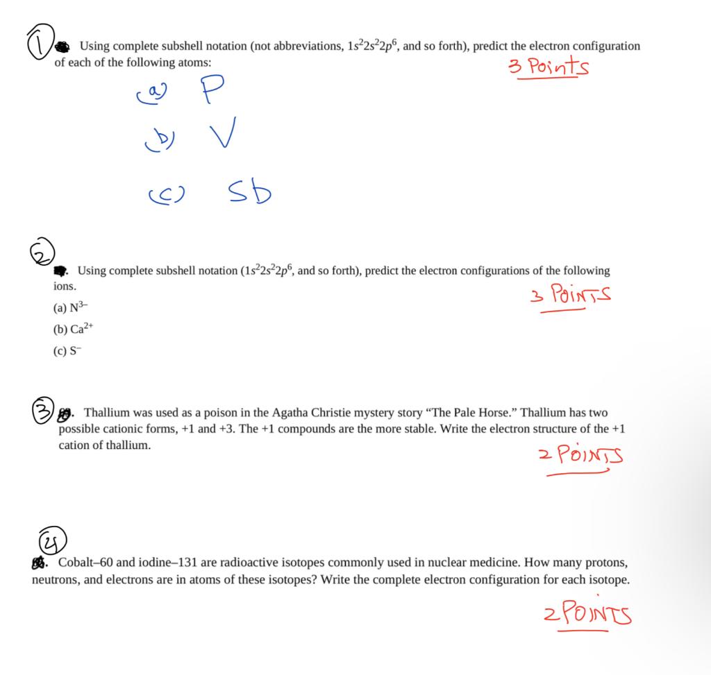 Solved (1) Using complete subshell notation (not | Chegg.com
