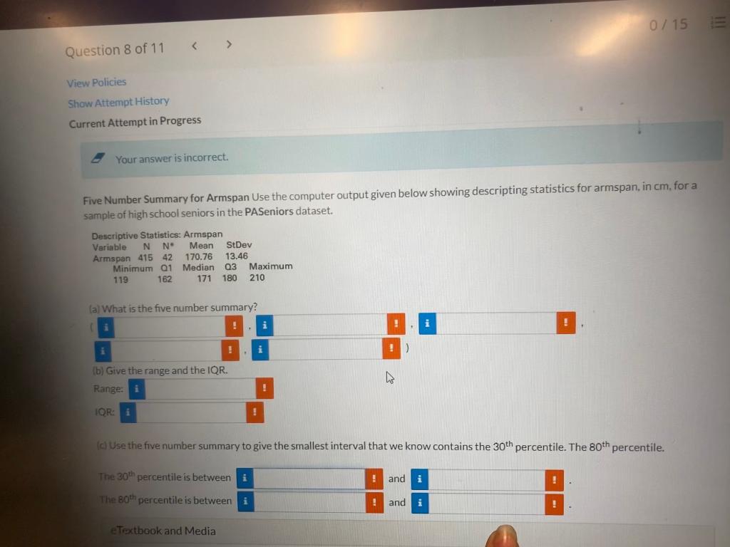 Solved 0 / 15 > Question 8 of 11 View Policies Show Attempt | Chegg.com