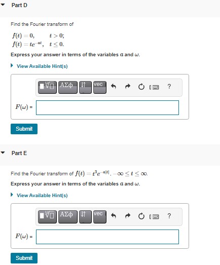Solved Find the Fourier transform of In all of the following | Chegg.com