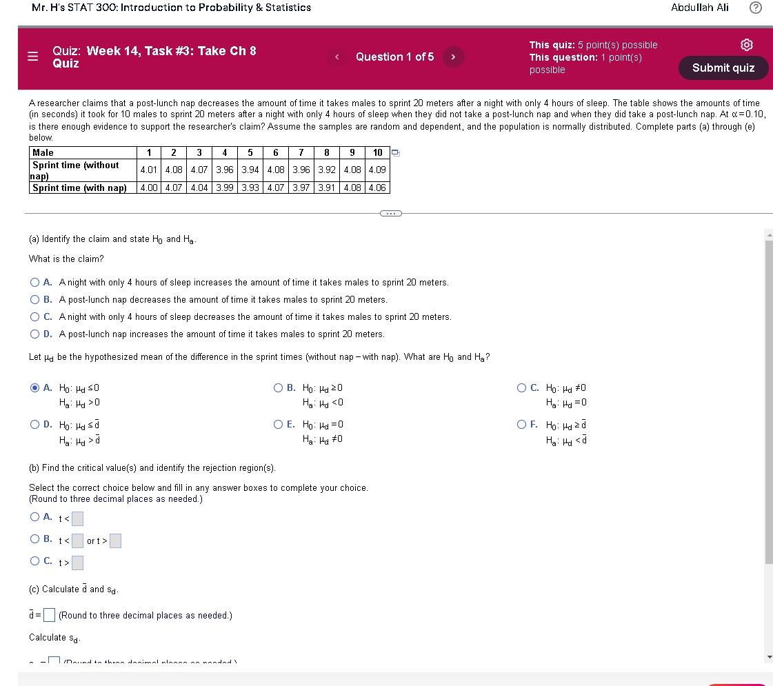 Solved Mr. H's STAT 300: Introduction to Probability & | Chegg.com