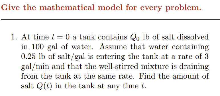 Solved Is from Differential Eq.Give the mathematical model | Chegg.com