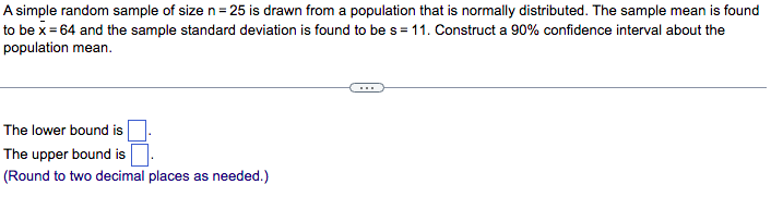 Solved A simple random sample of size n=25 is drawn from a | Chegg.com