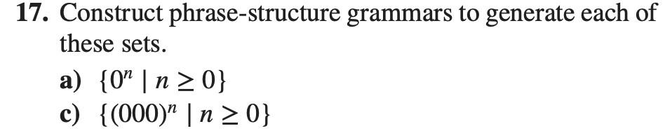 Solved 17. Construct phrase-structure grammars to generate | Chegg.com