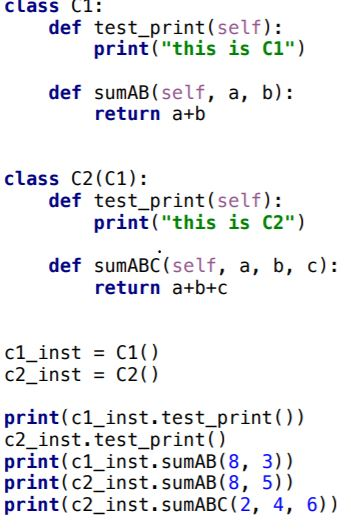 Solved What is the result of this code (Python) class C1: | Chegg.com