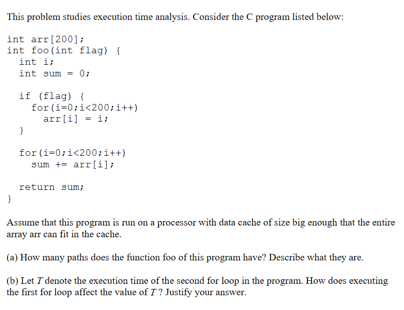 Solved This problem studies execution time analysis. | Chegg.com