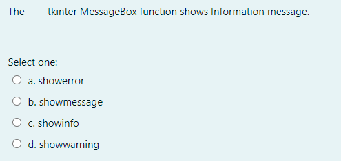 Solved The tkinter MessageBox function shows Information | Chegg.com