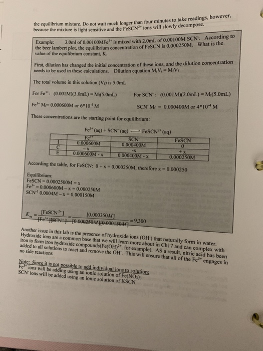 Solved ermination of Equilibrium Constant pre-lab Assignment | Chegg.com