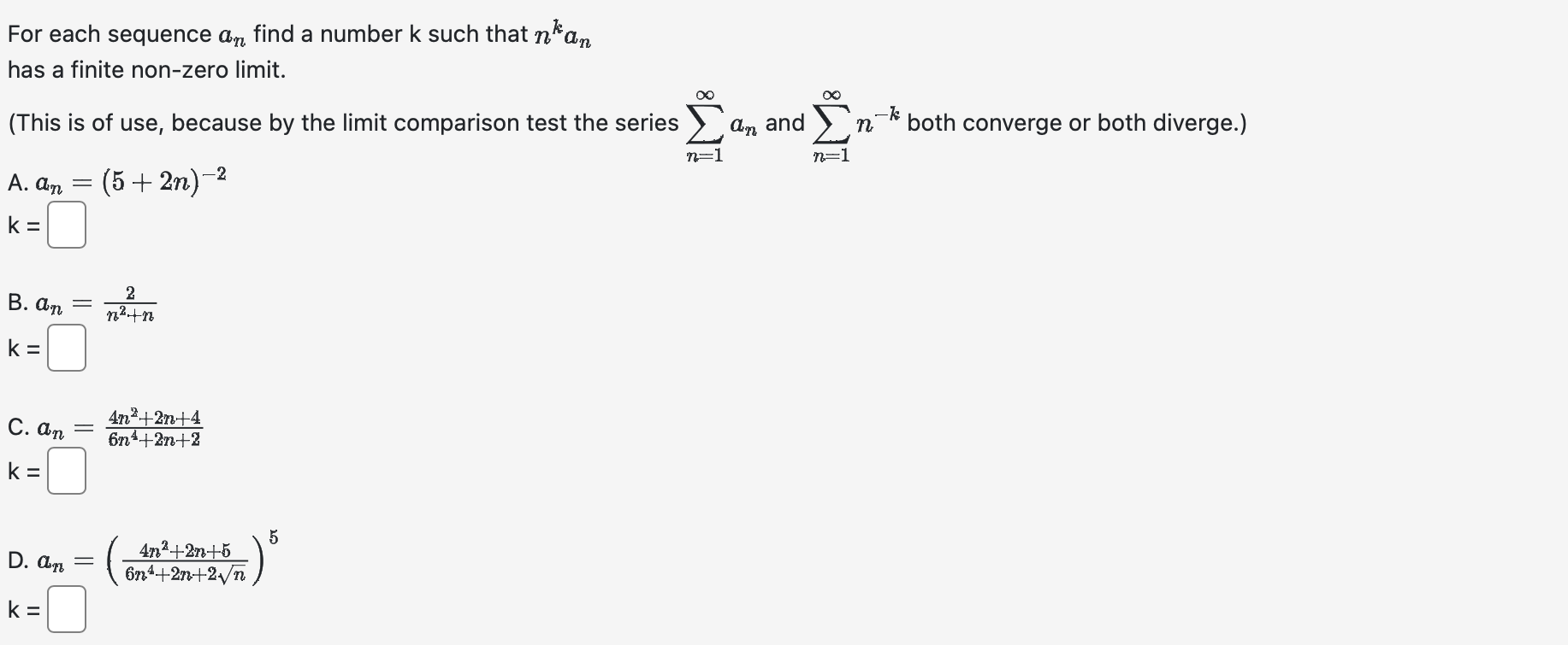 Solved For each sequence an ﻿find a number k ﻿such that | Chegg.com