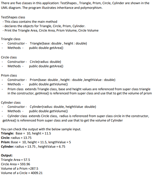 Solved Write a JAVA application to represent Testshapes.. | Chegg.com