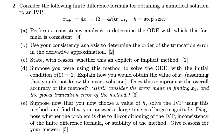 Consider the following finite difference formula for | Chegg.com