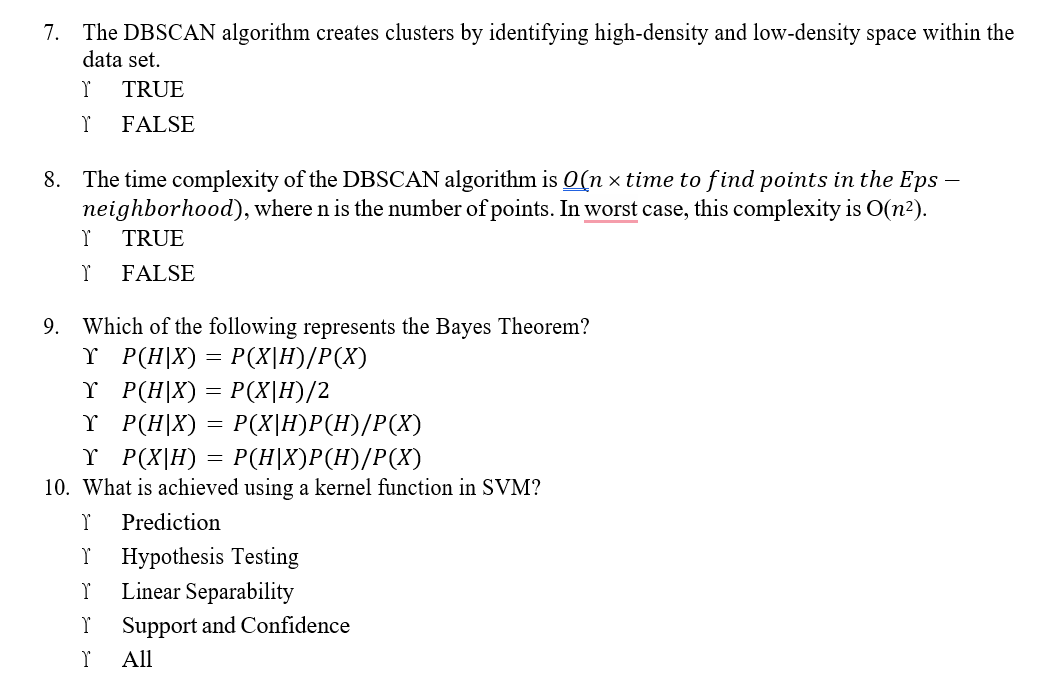 Solved 7 The Dbscan Algorithm Creates Clusters By