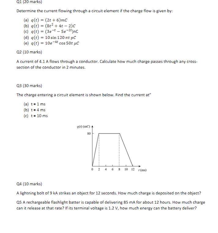 Solved Q1 (20 marks) Determine the current flowing through a | Chegg.com