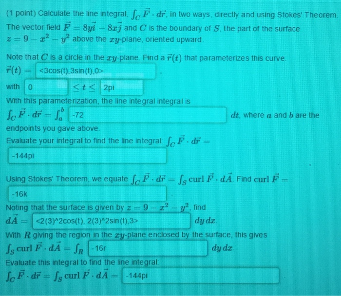 Solved Calculate the line integral, integral_C F^vector | Chegg.com