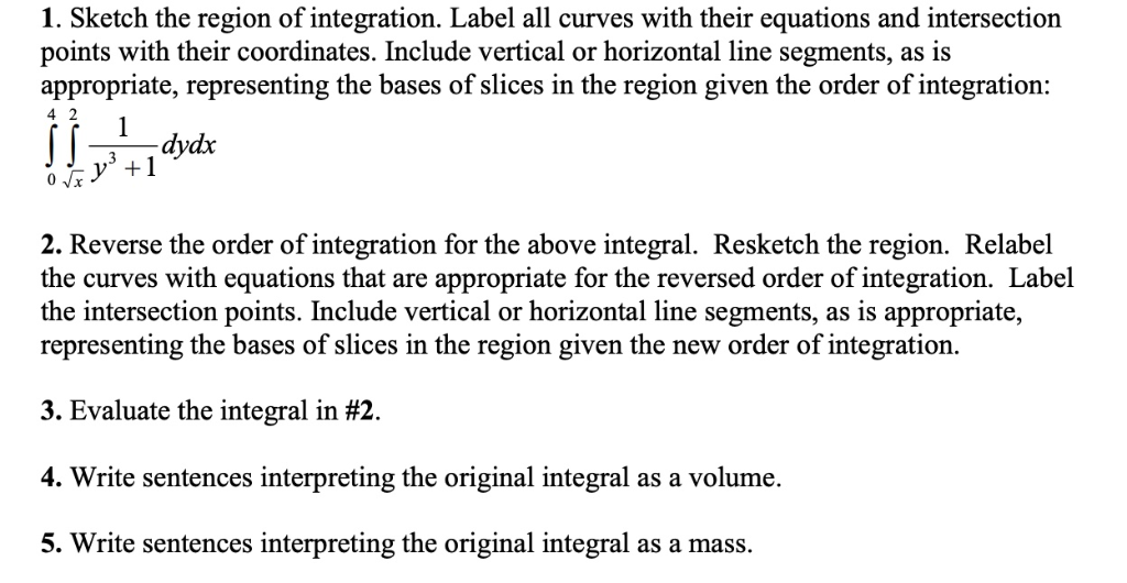 Solved 1. Sketch the region of integration. Label all curves | Chegg.com