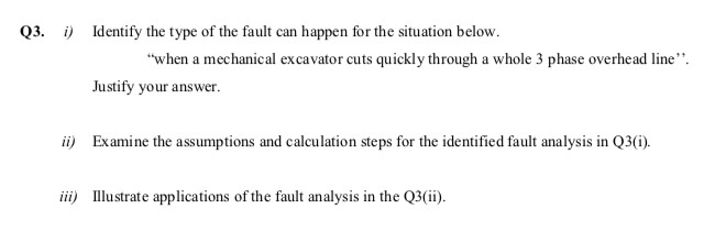 Solved Q3. i) Identify the type of the fault can happen for | Chegg.com