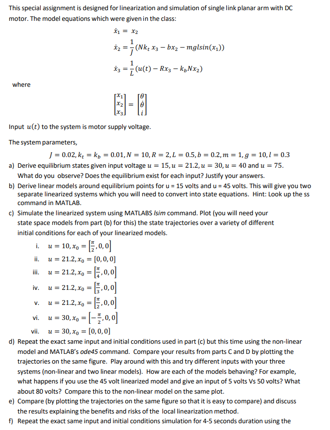 This special assignment is designed for linearization | Chegg.com
