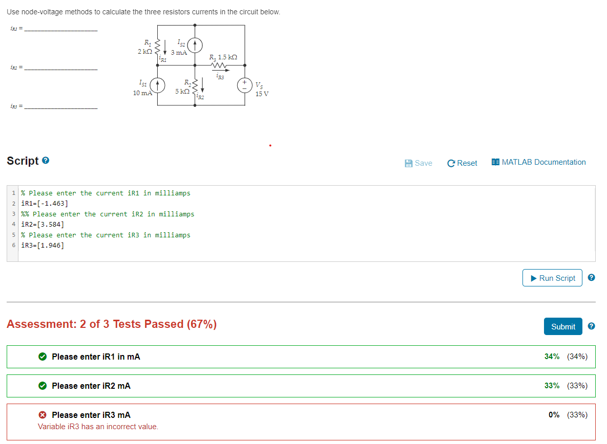 Solved Use node-voltage methods to calculate the three | Chegg.com