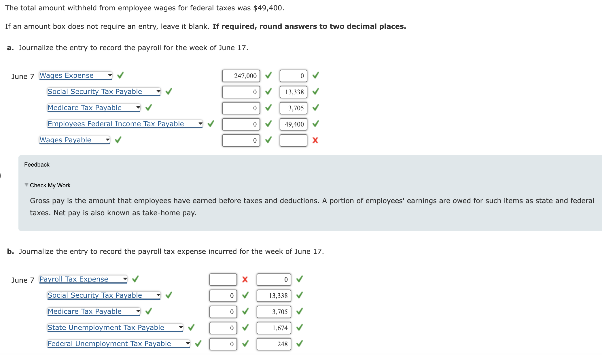 The total amount withheld from employee wages for | Chegg.com