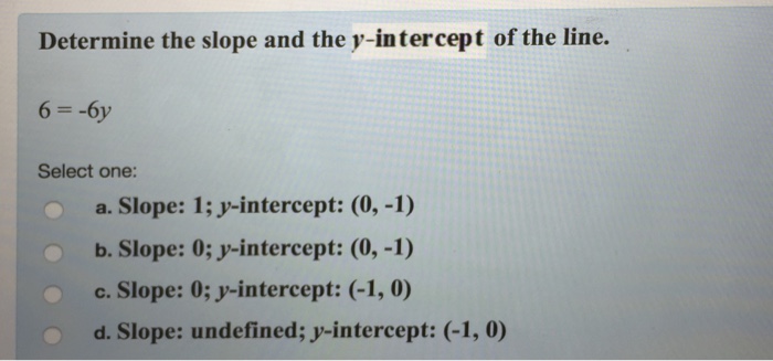 Solved Determine the slope and the y-intercept of the line. | Chegg.com