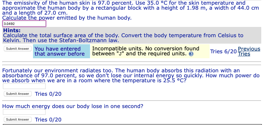 Solved The emissivity of the human skin is 97.0 percent. Use | Chegg.com