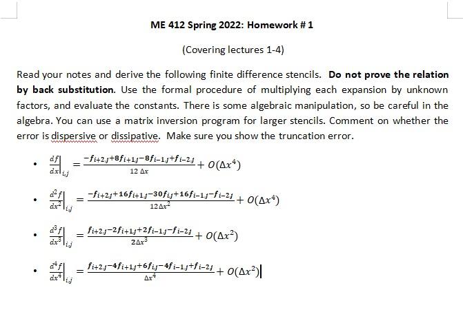 Solved ME 412 Spring 2022: Homework #1 (Covering lectures | Chegg.com