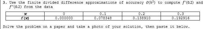 Solved 3. Use the finite divided difference approximations | Chegg.com