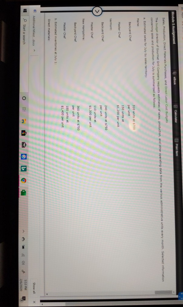 Solved Calculator Print Item Module 5 Assignment eBook | Chegg.com