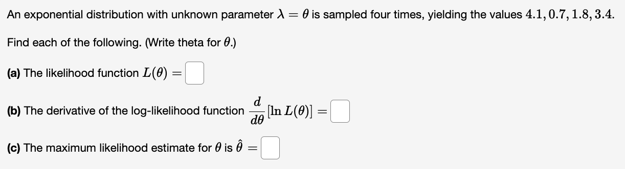 Solved An exponential distribution with unknown parameter | Chegg.com