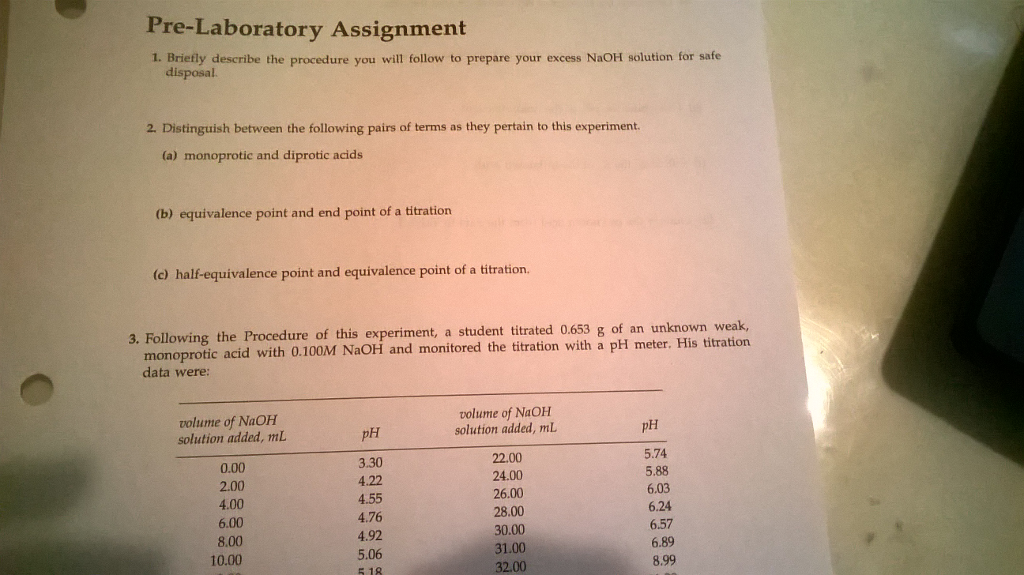 Solved Pre-Laboratory Assignment 1. Briefly describe the | Chegg.com