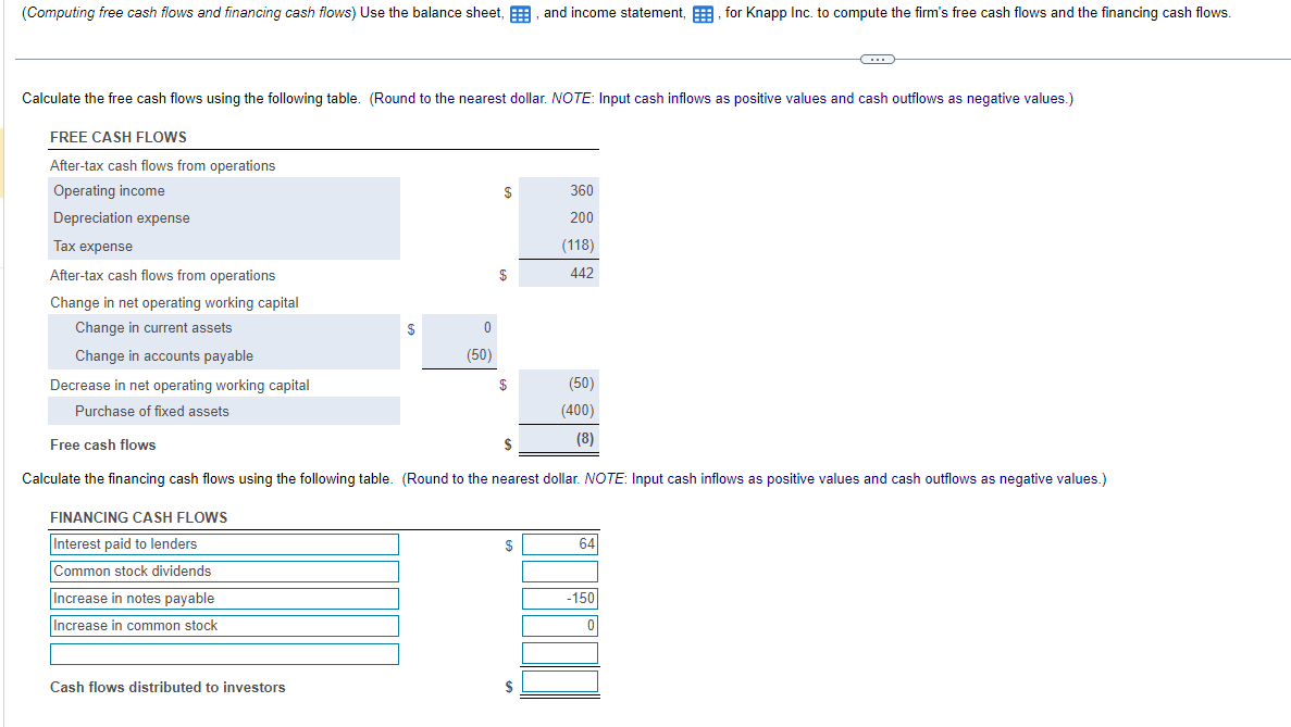 Solved Calculate the financing cash flows using the | Chegg.com