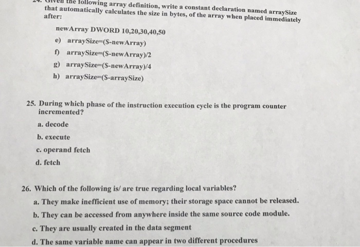 Solved 1 Civel the tollowing array definition, write a | Chegg.com