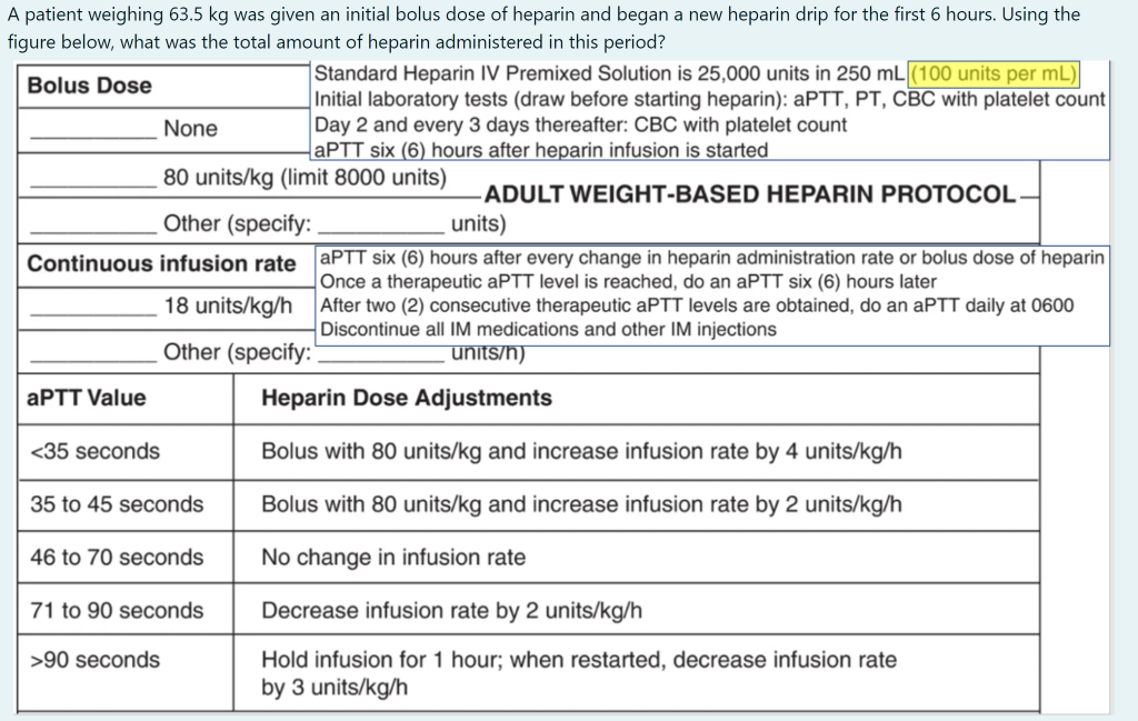 Solved A patient weighing 63.5 kg was given an initial bolus | Chegg.com