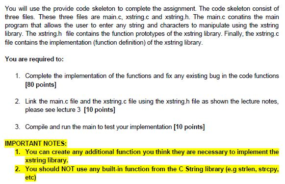 Solved Problem Overview You will implement a basic string | Chegg.com