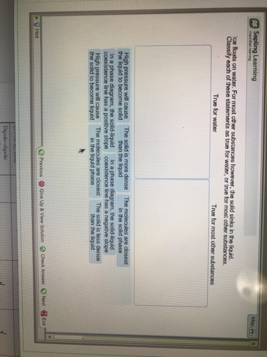 Solved Classify each of these statements as true for water, | Chegg.com