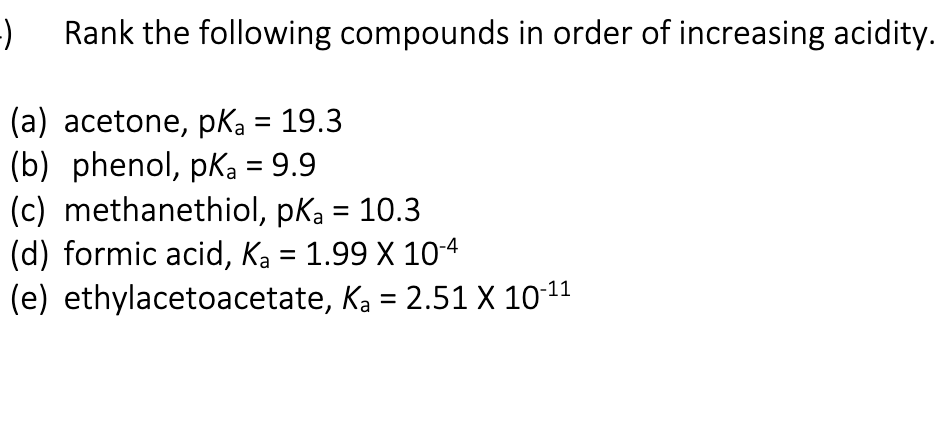 Solved Rank the following compounds in order of increasing | Chegg.com