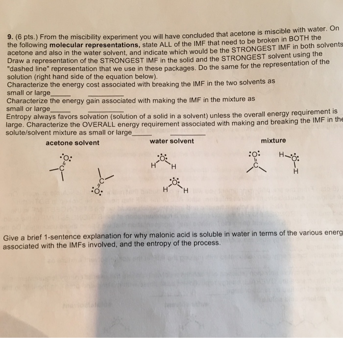 Solved 9. (6 pts.) F the following molecular represe acetone | Chegg.com